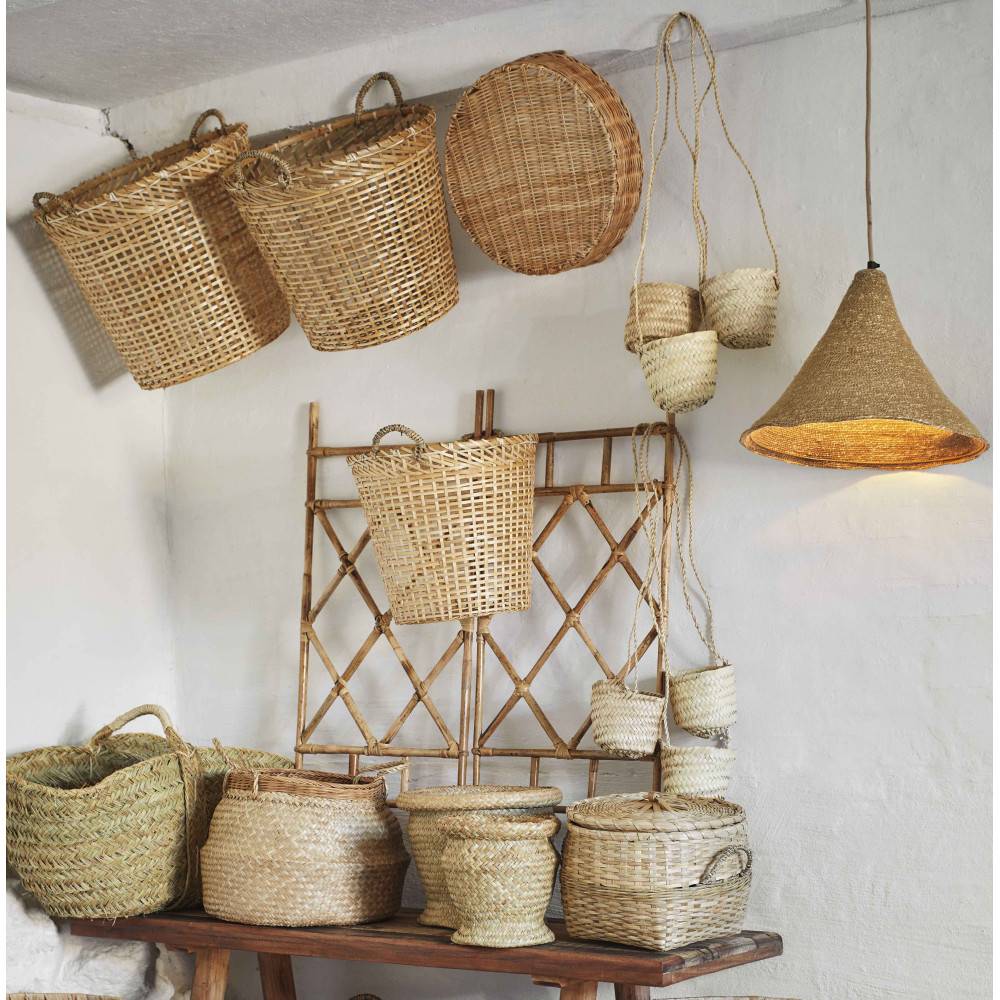 Panier rond en rotin bambou tressé de Madam Stoltz | Scandimag Déco